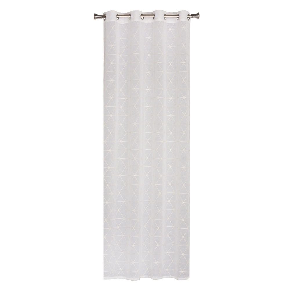 Perdea 140 x 245 cm Prizma, model geometric, cu inele, bej