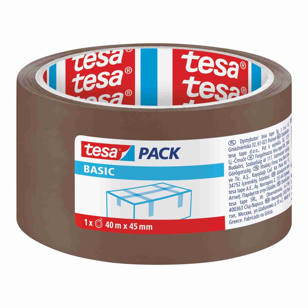 Banda de ambalare Tesa, 45 mm x 40 m, maro