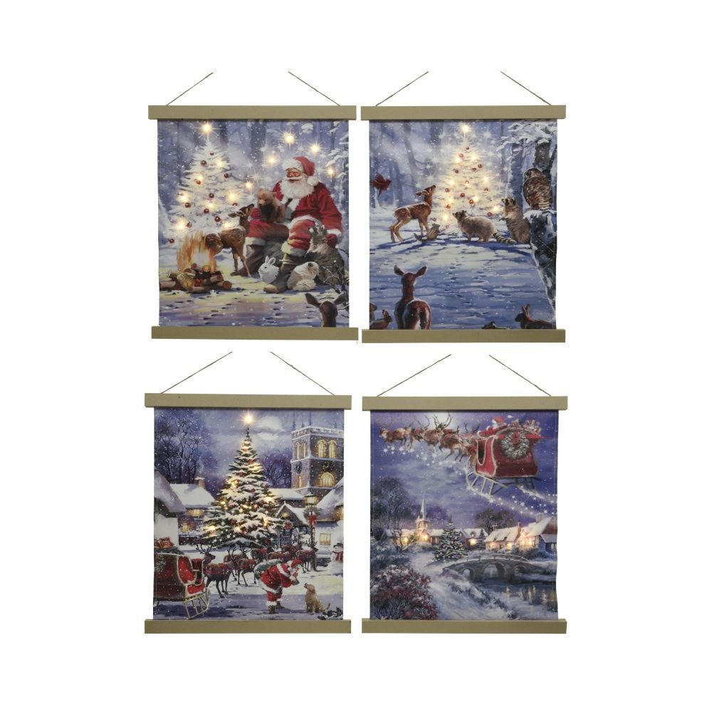 Tablou canvas cu LED, peisaj de iarna, cu 13 LED-uri, 40 x 47 cm ...