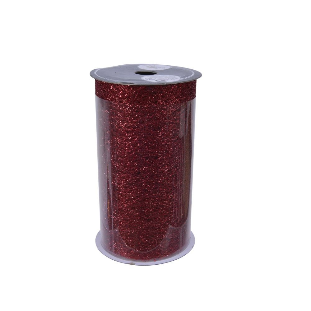 Panglica decorativa lata, 12.7 x 270 cm, plastic, rosie