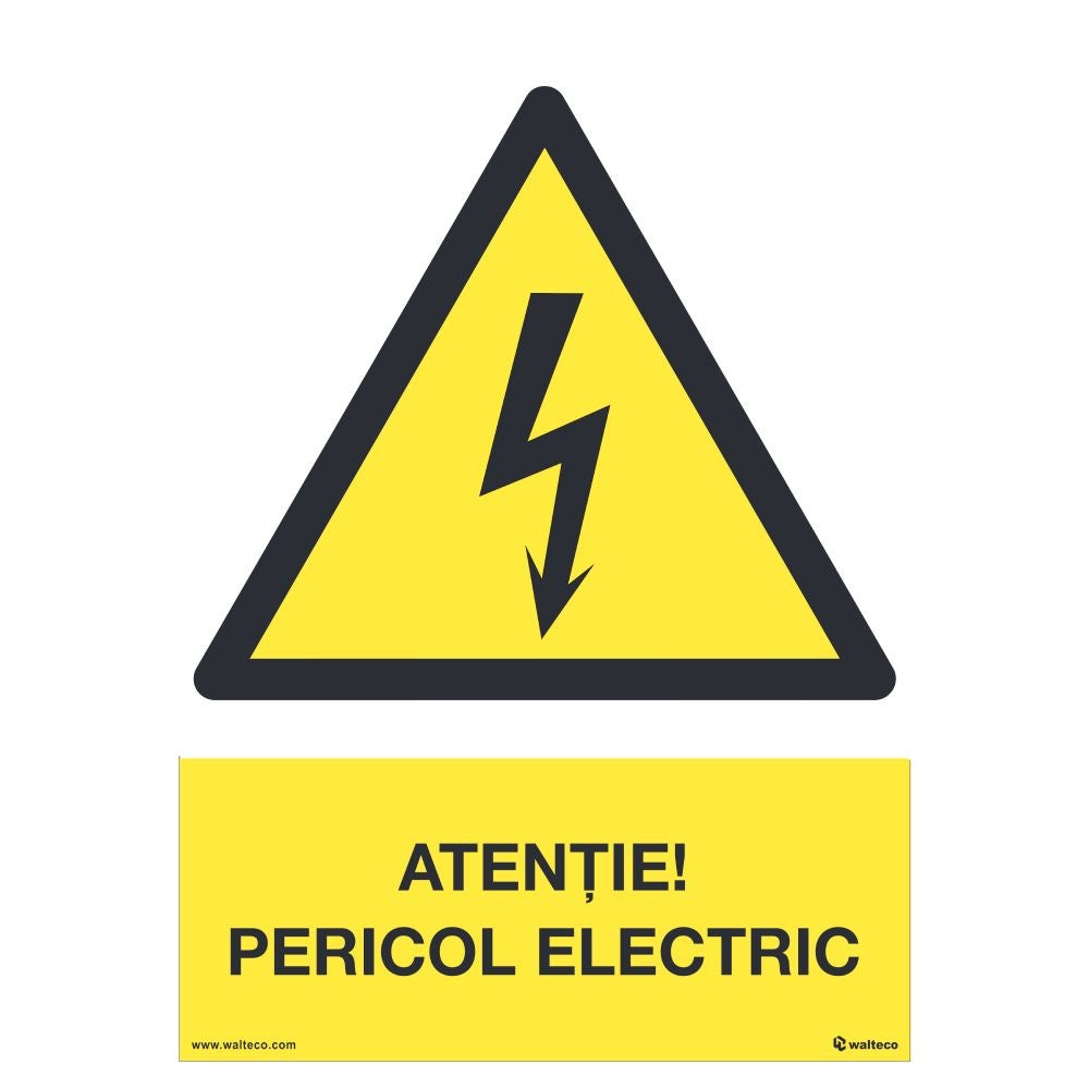 Indicator avertizare "Atentie electricitate!", dimensiune 210 x 297 mm