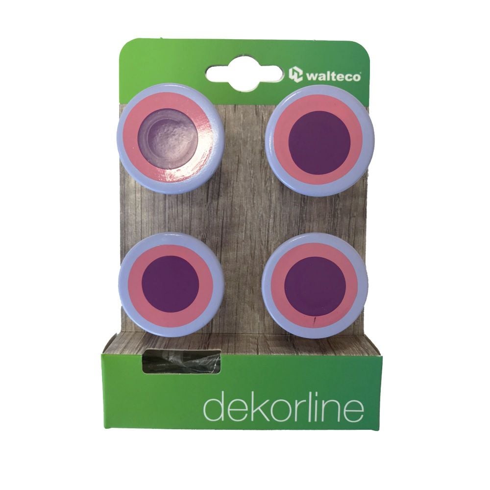 Buton mobila, model cercuri, Ø 40 mm, lemn, roz (set 4 buc)