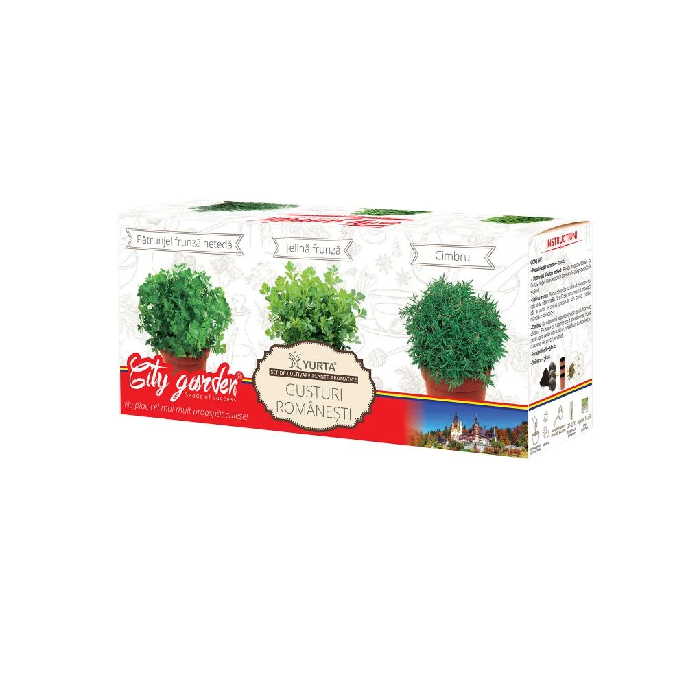 Set de cultivare Gusturi Romanesti, 3 soiuri in ghiveci, patrunjel ...
