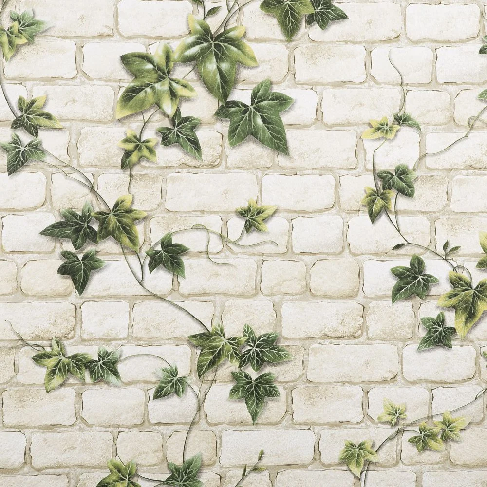 Tapet hartie, model zid cu plante verzi