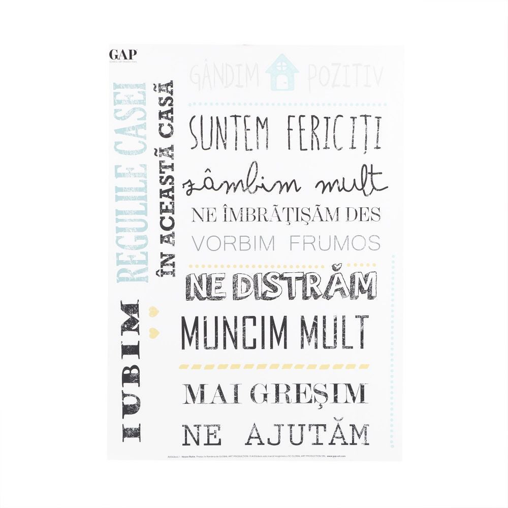 Sticker "Regulile casei" 50 x 70 cm