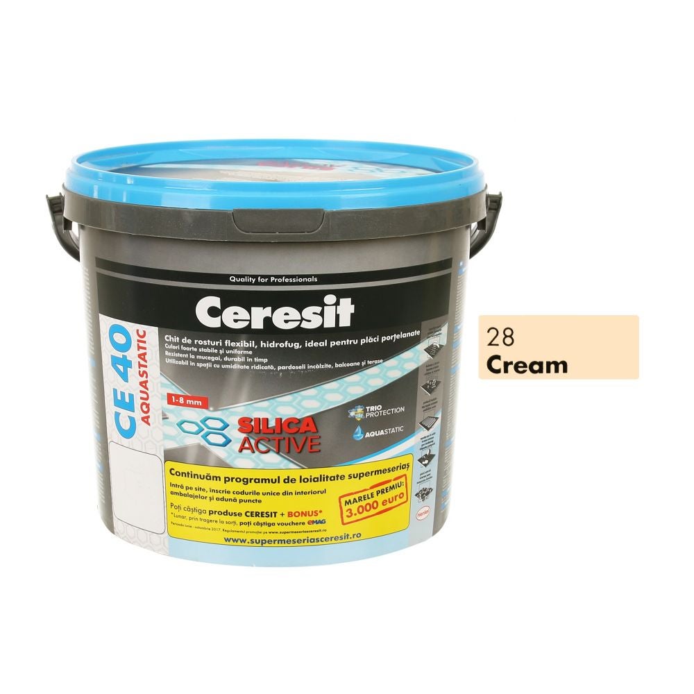 Chit de rosturi praf gresie si faianta Ceresit CE 40 Cream, interior ...