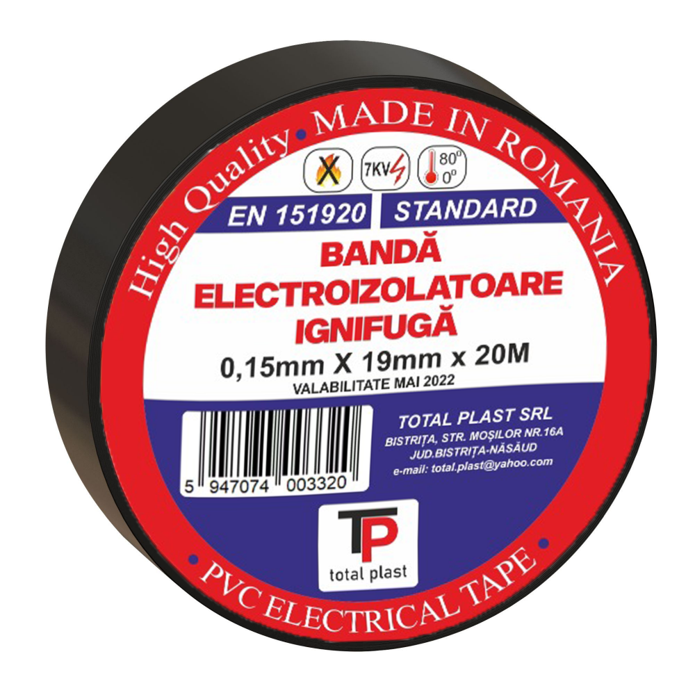 Banda electroizolatoare din PVC, negru