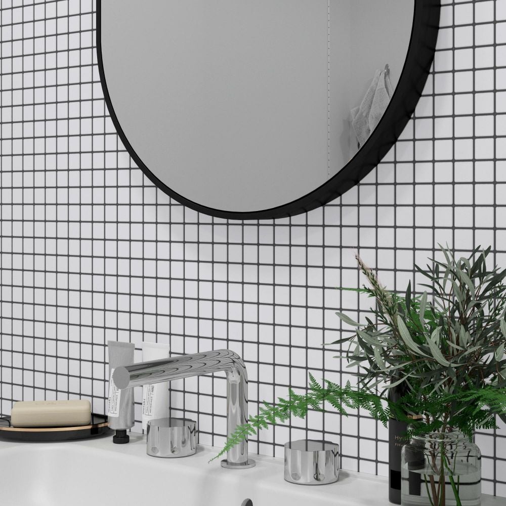 Mozaic sticla reciclata 30 x 30 cm, Artens Galac, alb