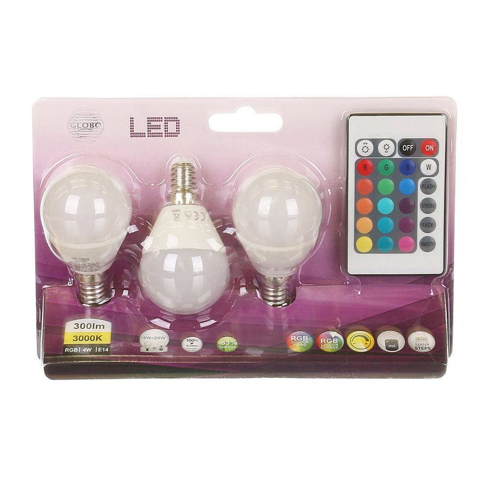 Set 3 becuri smart LED E14 cu lumina calda si schimbare culoare