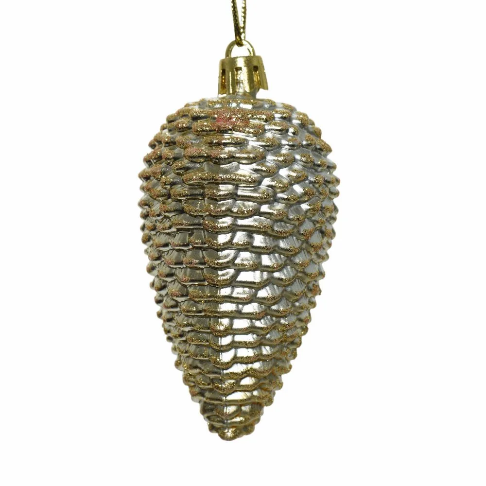Decoratiune Craciun, pentru brad, model con, cu sclipici, plastic ...