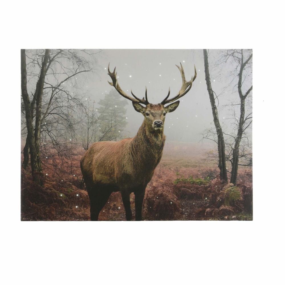 Tablou canvas cu LED, model cerb, 4 LED-uri, 58 x 78 cm, lumina alb cald