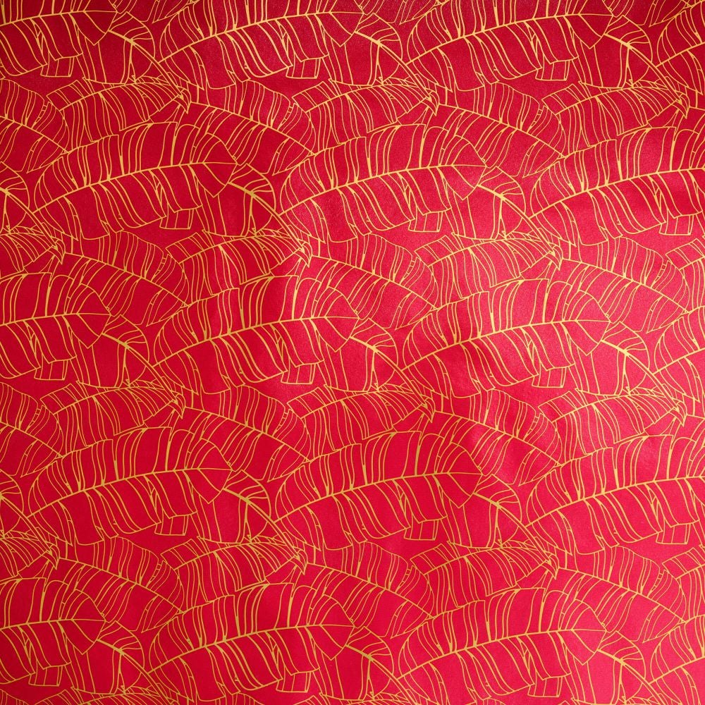 Hartie de impachetat cadouri, model frunze, 200 x 70 cm, rosu