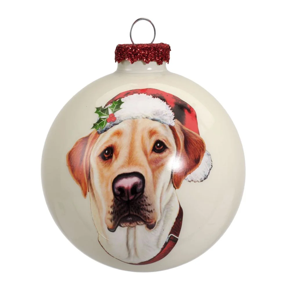 Glob de Craciun, pentru brad, model golden retriever, sticla, Ø 8 cm ...