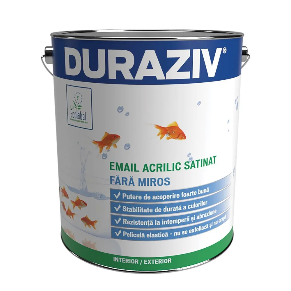 Email pe baza de apa Duraziv, pentru lemn si metal, verde crud, aspect satinat, fara miros, 2.5 L