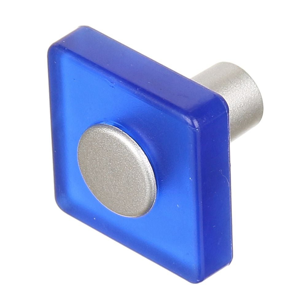 Buton mobila ABS patrat albastru 30 mm