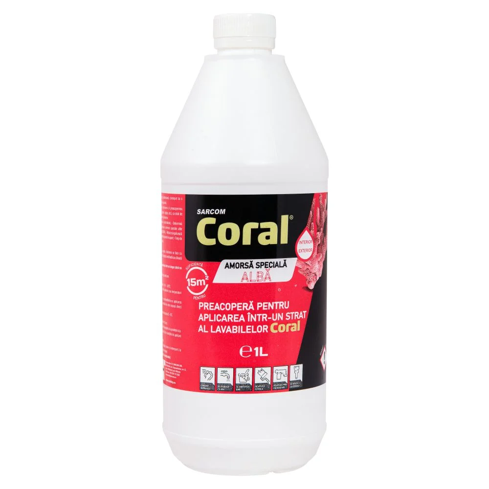Amorsa speciala Coral pentru perete, interior/exterior, alb, 1 L