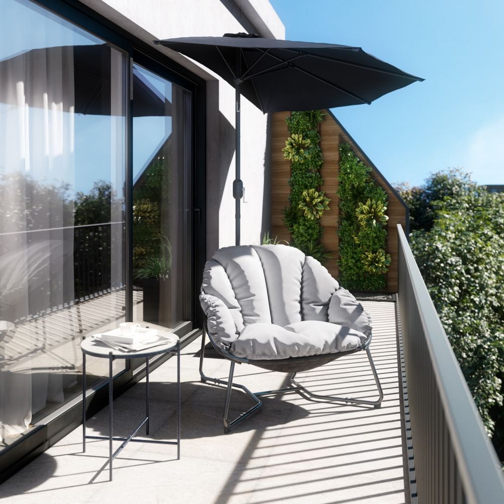 Masuta gradina Naterial Mobis, pentru 1 persoana, otel/sticla, Ø 43 x ...