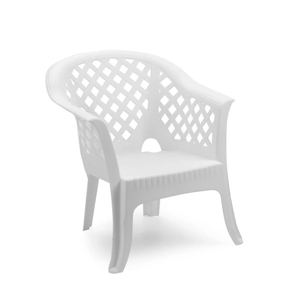 Scaun gradina Lario, cu brate, plastic, alb