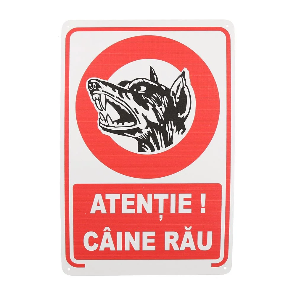 Placa "Atentie! Caine rau" plastic 200 x 265 mm