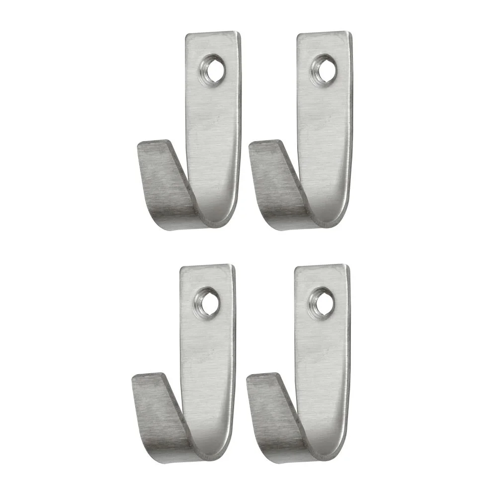 Set carlige din metal, 2.2 x 2.2 x 5 cm, argintiu mat (set 4 buc)