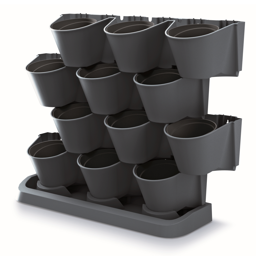 Suport cu 12 ghivece de gradina, verticala, antracit