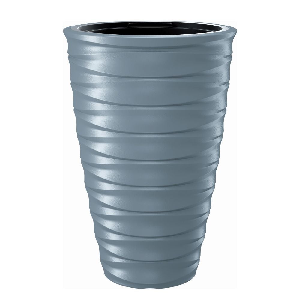 Ghiveci flori Freze, cu sistem irigare, rotund, plastic, Ø 38.3 cm, gri