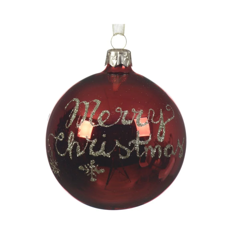 Glob Merry Christmas rosu Ø8 cm