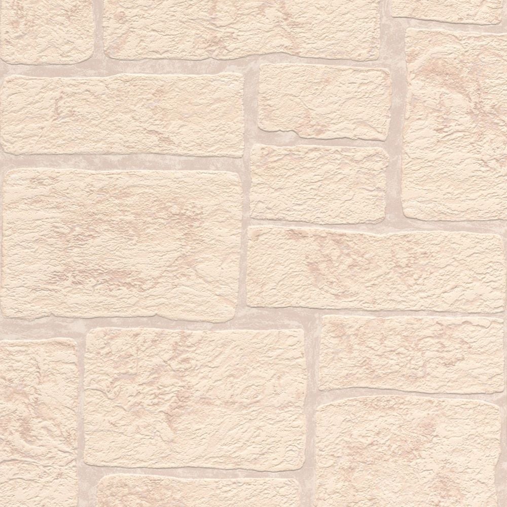 Tapet vinil, model tip piatra/caramida, bej, rola 10 x 0.53 m
