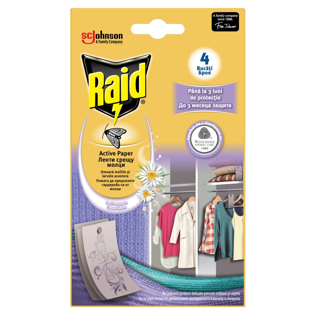 Solutie anti-molii Raid Active Paper (set 4 buc)
