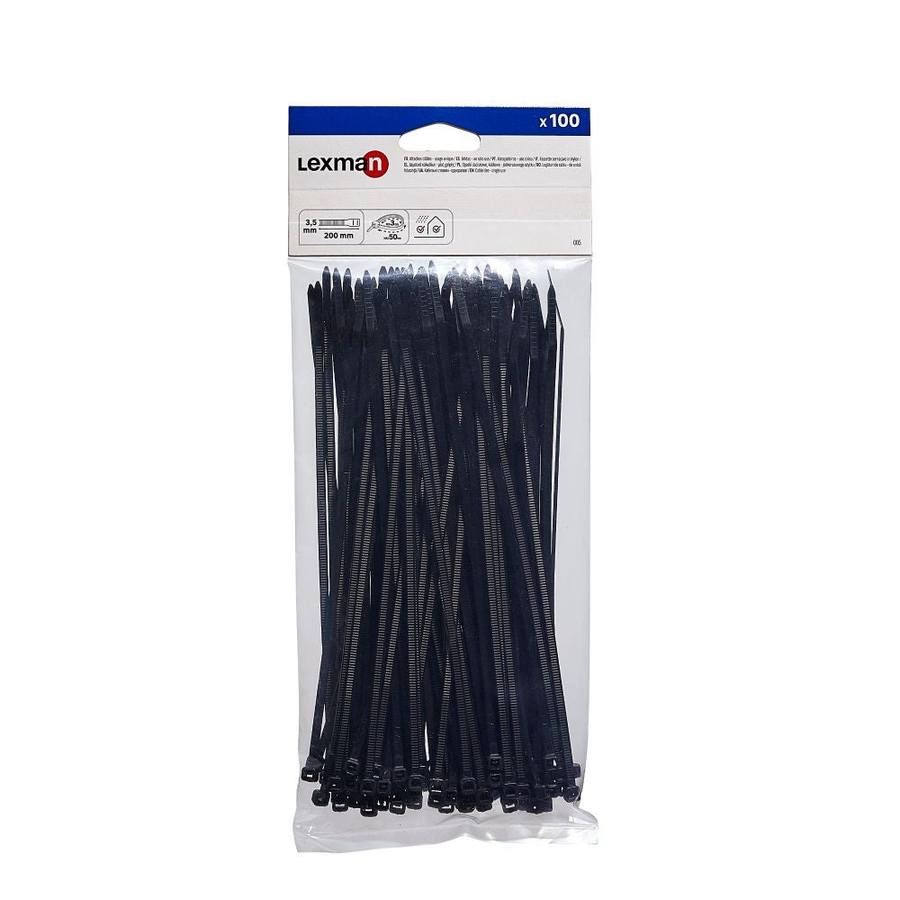 Colier 200 x 3.5 mm, negru (set 100 buc)