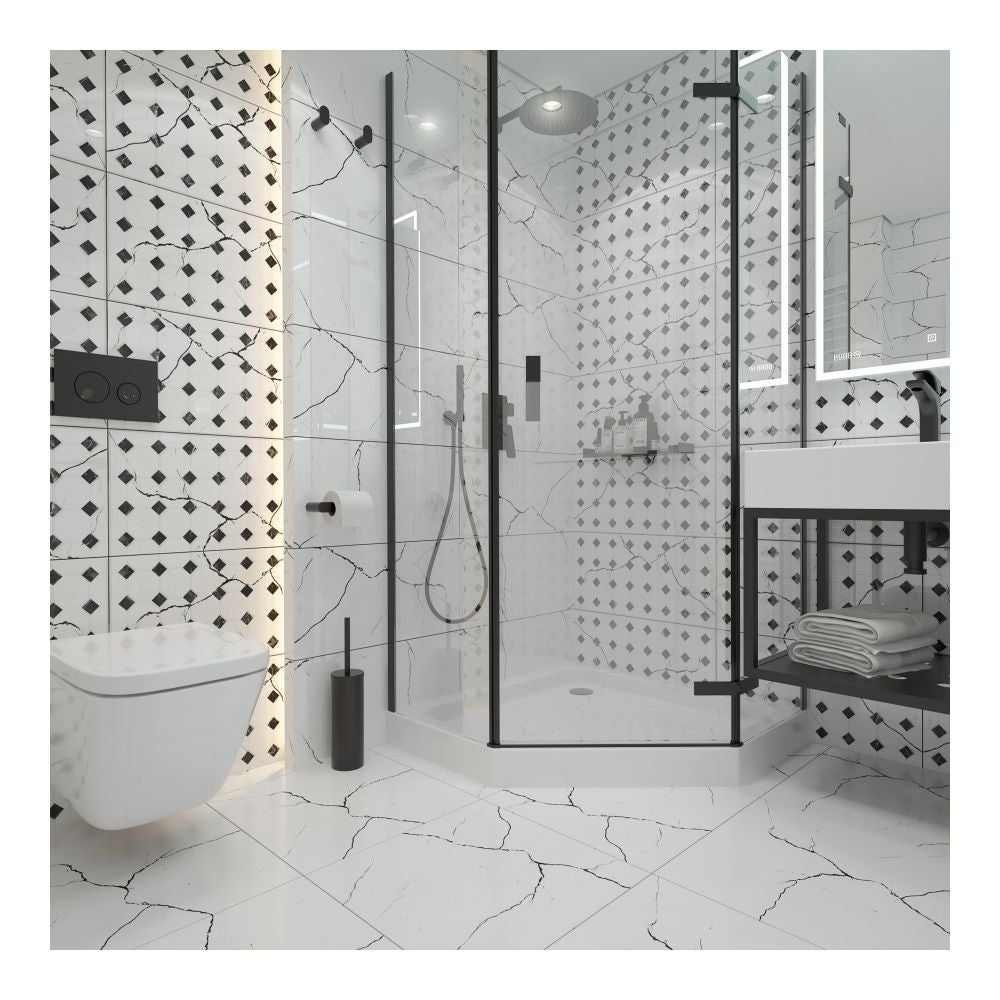 Faianta 30 x 60 cm, Marble, alb, lucioasa