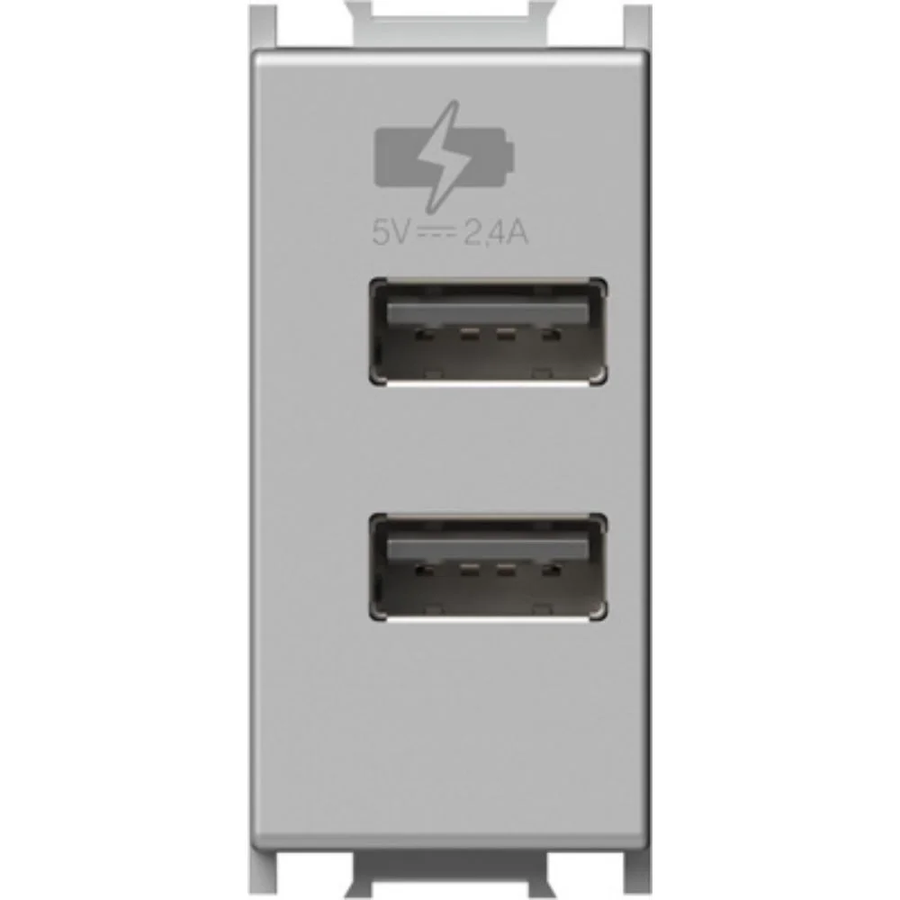 Incarcator USB Tem Modul 2 x USB 5V 2.4A, argintiu
