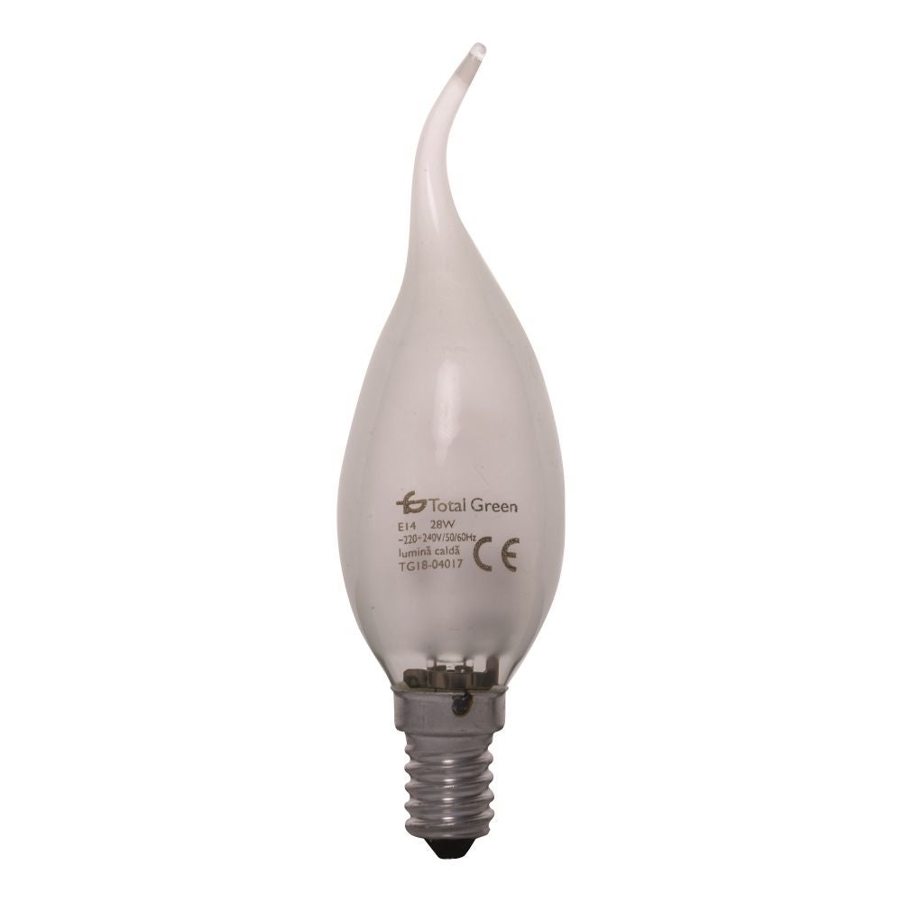 Bec halogen E14 28 w, tip flacara, "Total Green"