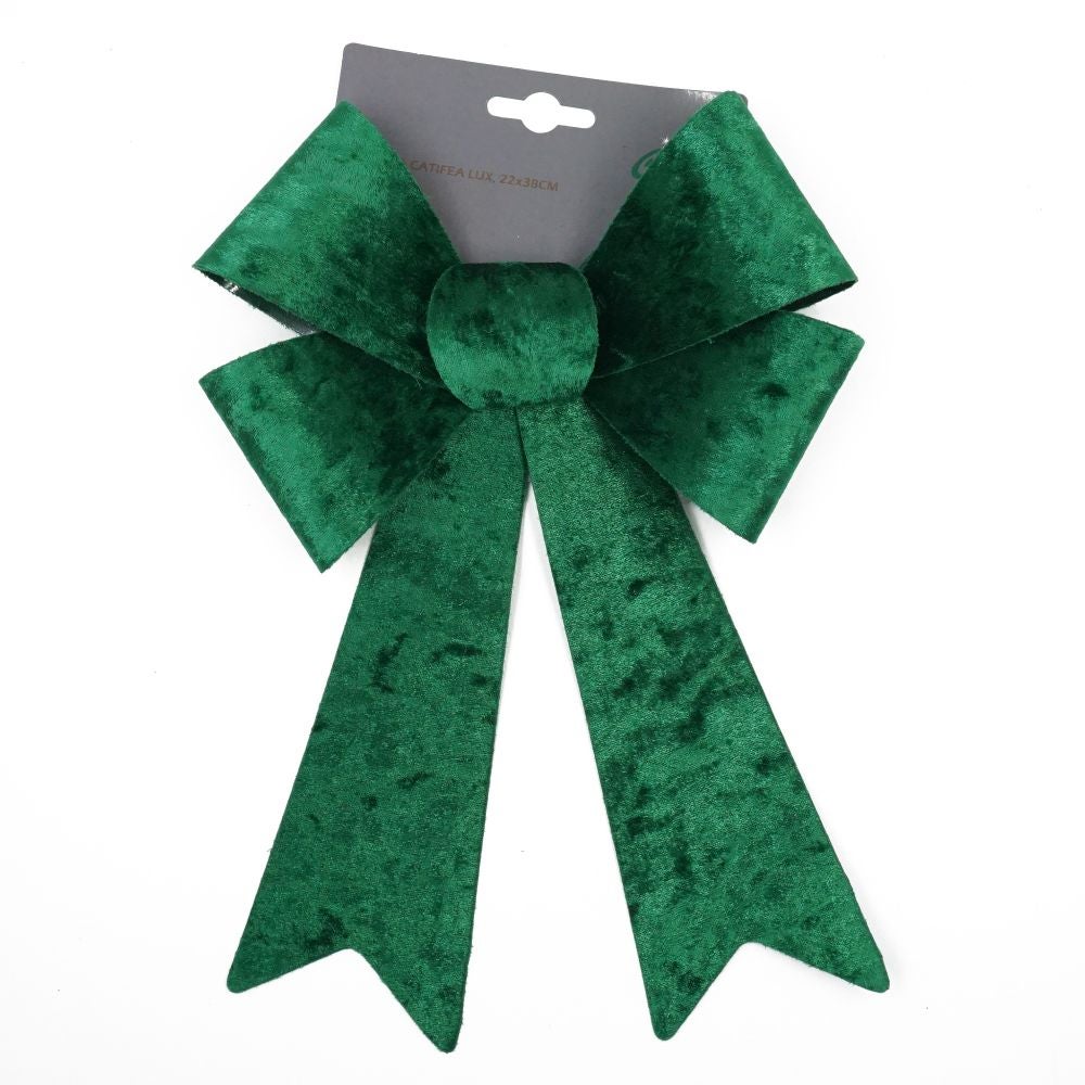 Fundita brad, catifea, model uni, PVC/textil, inaltime 38 cm, verde