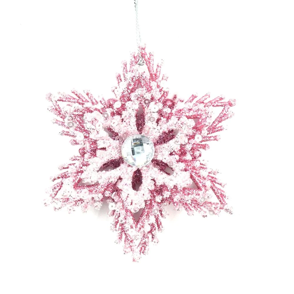 Decoratiune Craciun, pentru brad, model stea, cu sclipici, PVC ...
