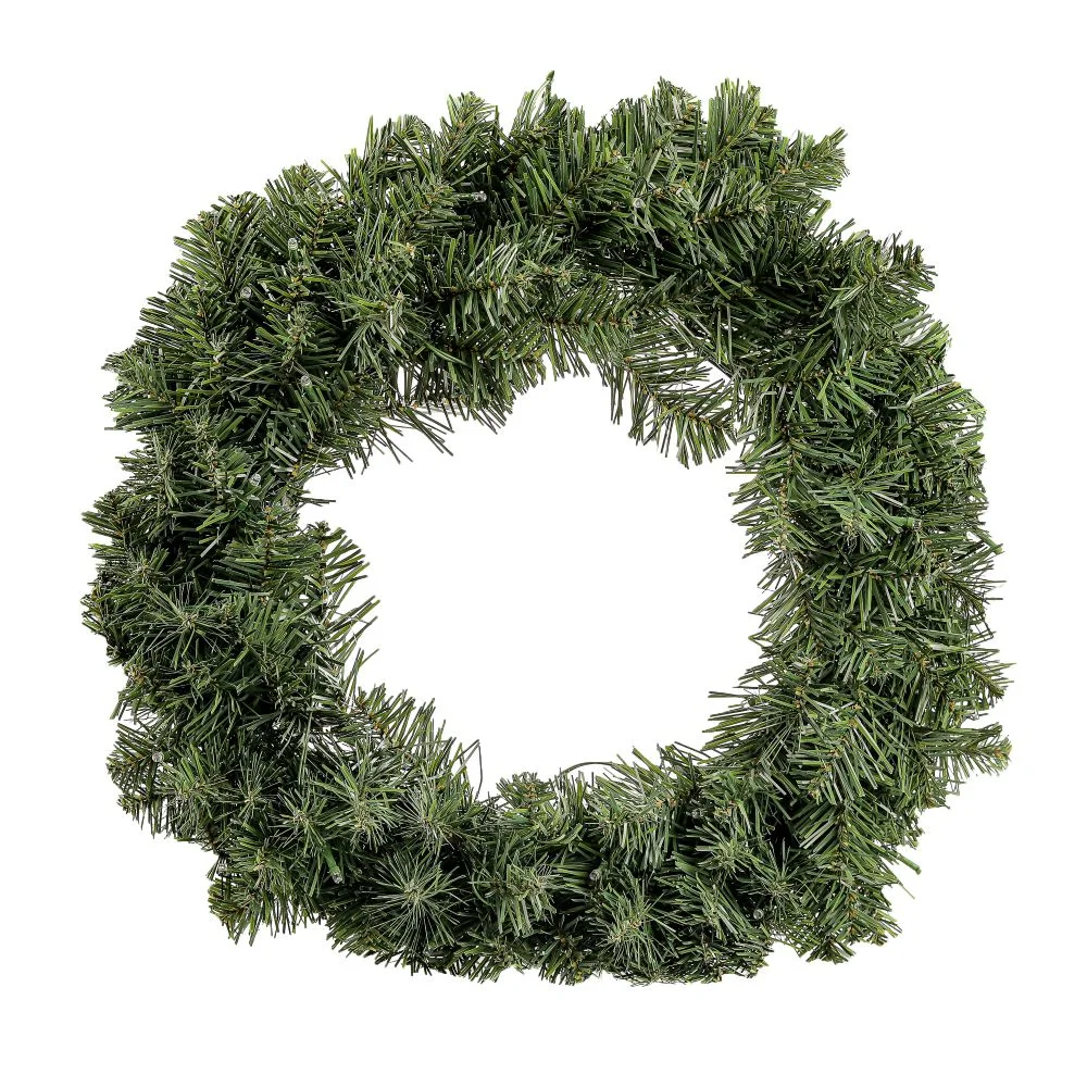 Coronita de Craciun, din brad artificial, cu LED, PVC, Ø 50 cm, verde