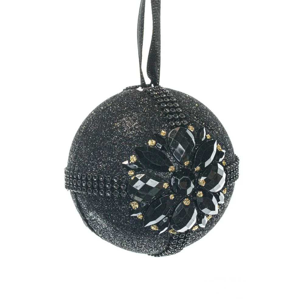 Glob de Craciun, pentru brad, cu design floare din pietre, spuma, Ø 8 ...