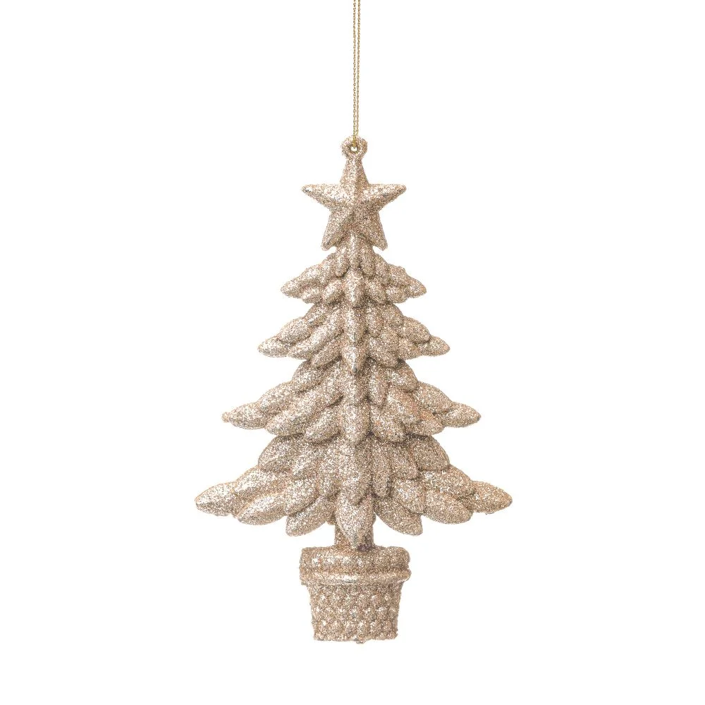 Decoratiune Craciun, pentru brad, model brad, plastic, inaltime 17 cm ...