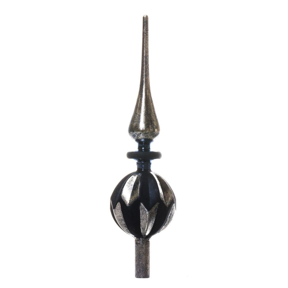 Varf de brad, cu catifea, sticla, inaltime 31 cm, argintiu