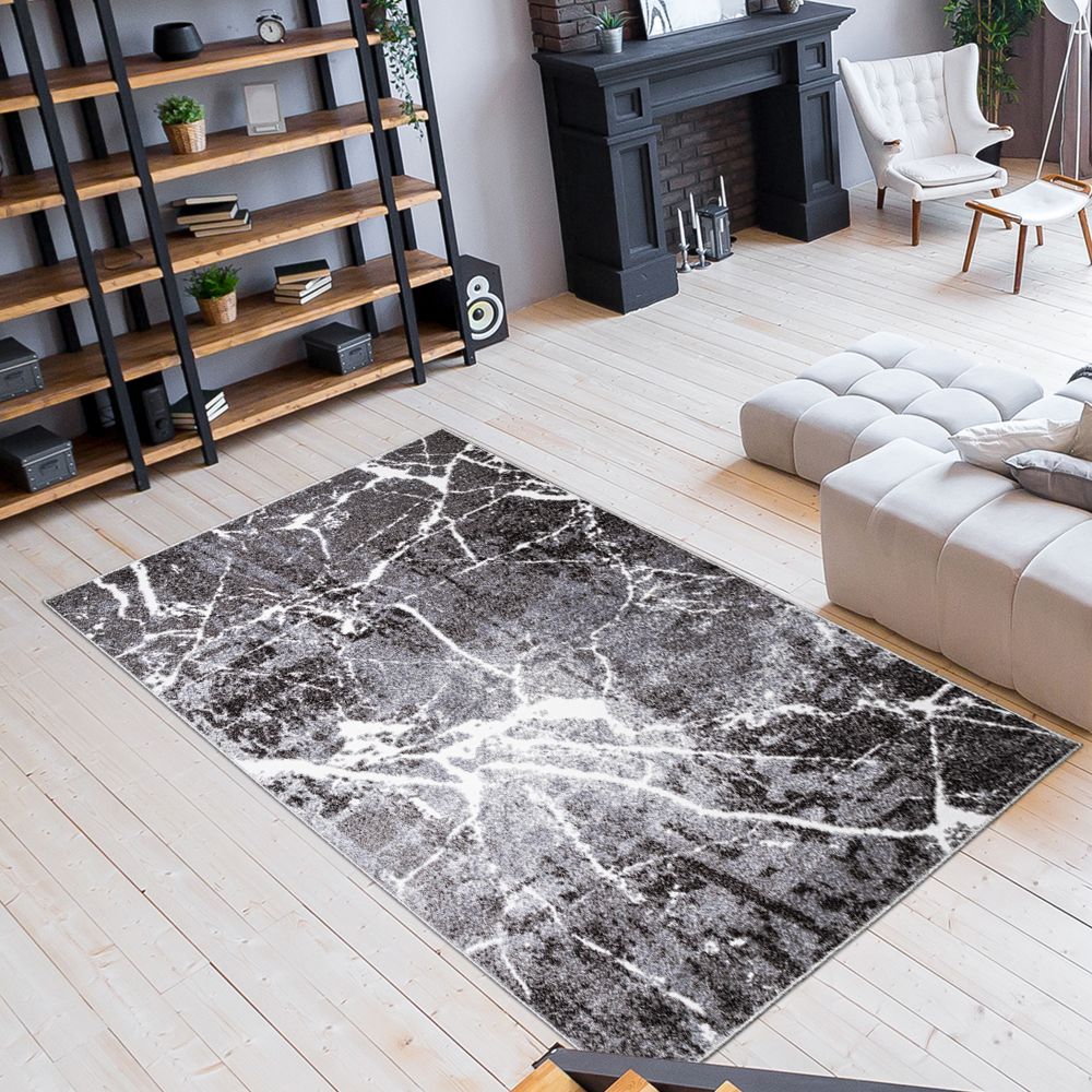 Covor Victoria, polipropilena, 120 x 170 cm, model marmura, gri