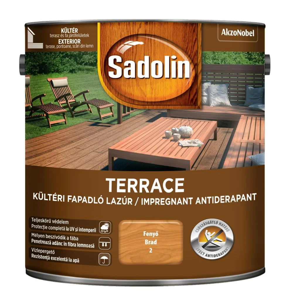 Impregnant antiderapant pentru lemn, Sadolin Terrace, alchidic, brad, 2.5 L
