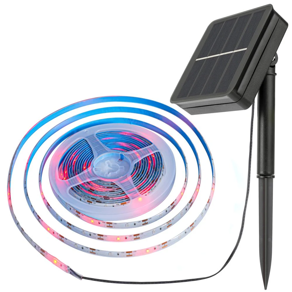 Banda LED solara Amaro, 5 m, RGB, IP65