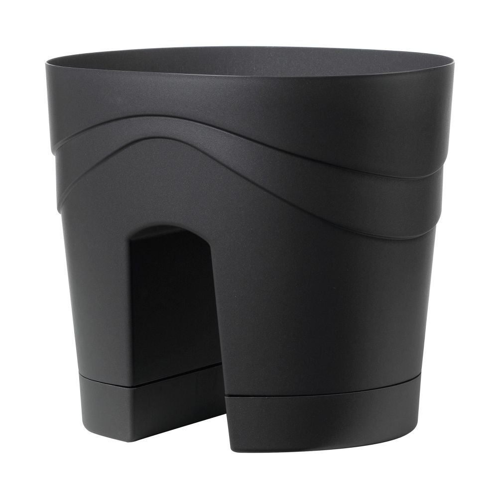 Ghiveci flori Samba, pentru bara balcon, rotund, plastic, Ø 30 cm, negru