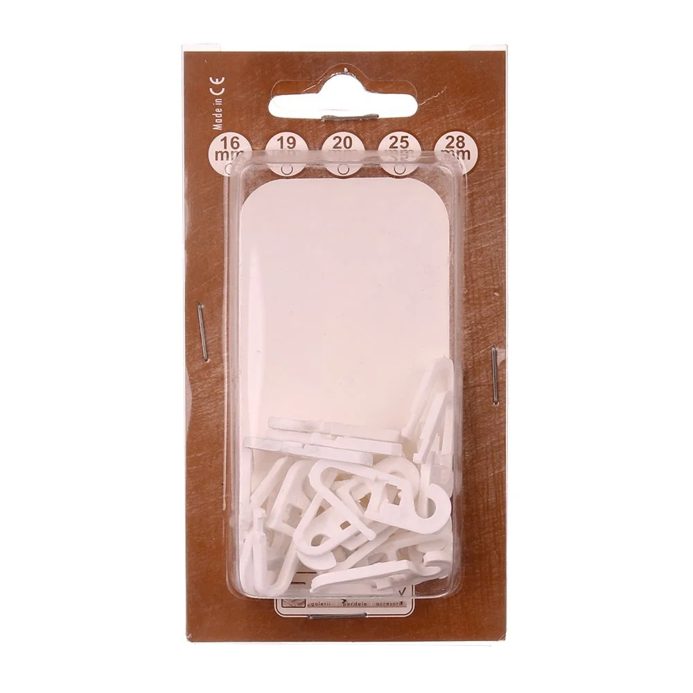 Set 20 Buc carlig plastic inel metal alb