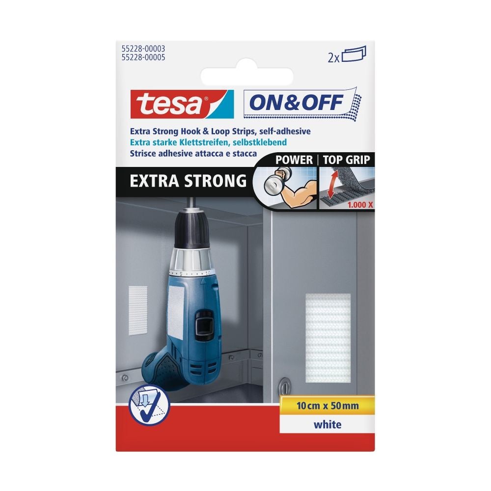 Banda velcro Tesa On & Off, 50 mm, L 0.1 m, alb (set 2 buc)