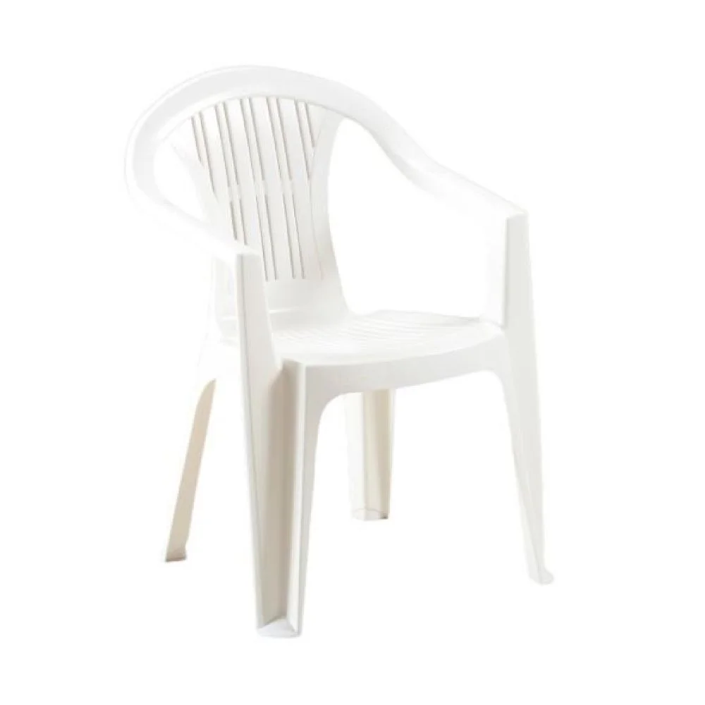 Scaun gradina Bica, cu brate, plastic, alb