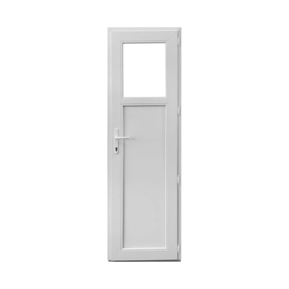 Usa PVC tehnica cu geam 1/3 76 x 204 cm alba, deschidere stanga