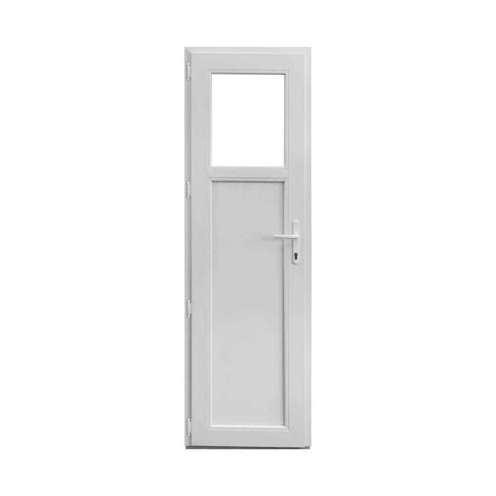 Usa PVC tehnica cu geam 1/3 76 x 204 cm alba, deschidere dreapta