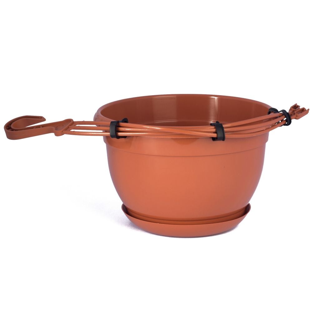 Ghiveci flori, suspendat, plastic, Ø 24 cm, maro teracota
