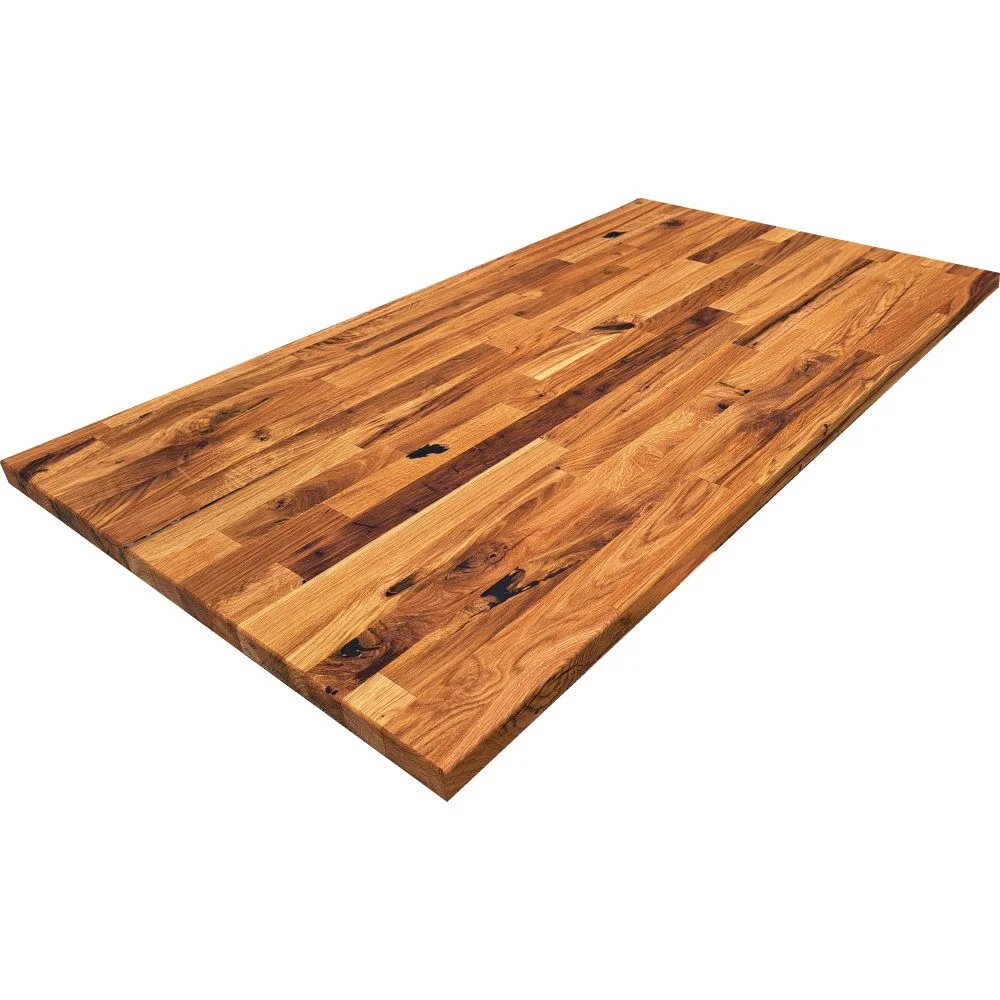 Blat insula, lemn masiv, 184 x 100 x 2.8 cm, decor stejar vintage